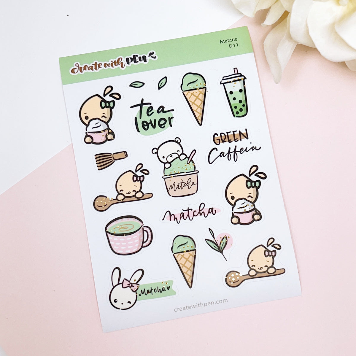 D11 | Matcha | Planner Stickers – Create with Pen